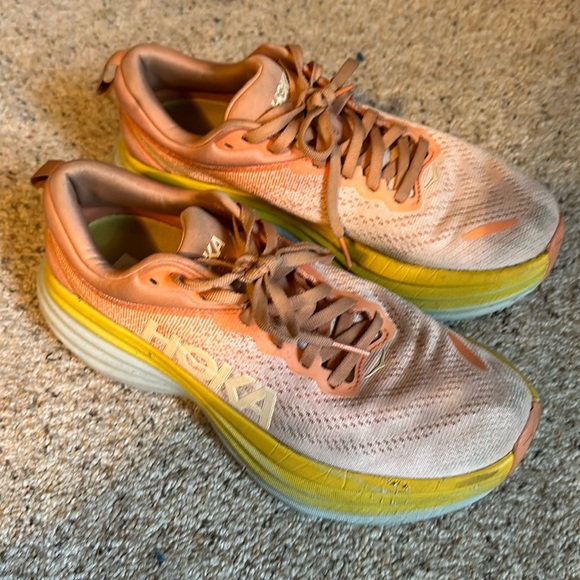 Hoka | Shoes | Hoka Womens Bondi 8 Shoes In Shell Coralpeach Parfait | Poshmark